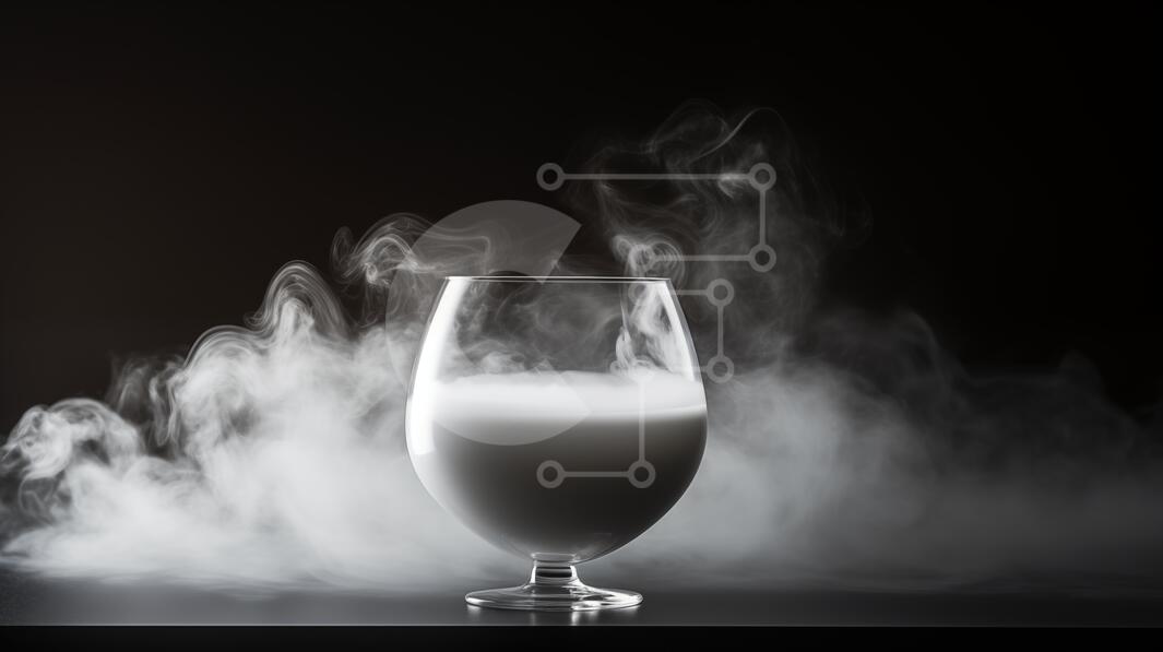 Glass of Milk with Smoke and Steam stock photo | Creative Fabrica