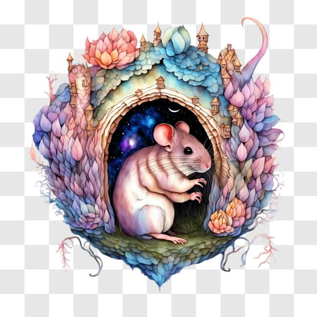 Download Painting of a Rat in an Archway with Flowers and Butterflies ...