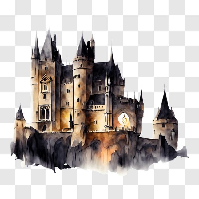 Download Watercolor Illustration of a Castle PNGs Online - Creative Fabrica