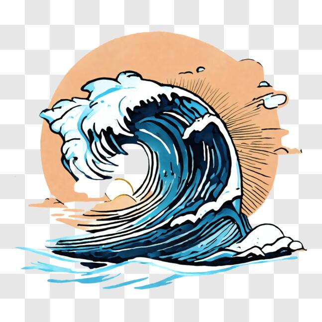 Descarga Poder del Mar - Ilustración de Ola Rompiendo PNGs En Línea ...