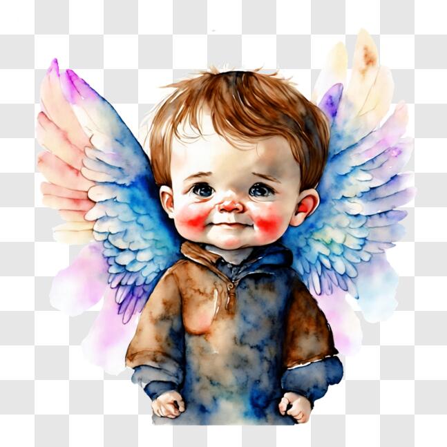 Download Watercolor Painting of an Angel-Winged Child PNGs Online ...