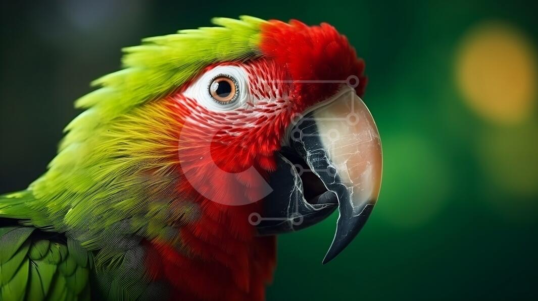 Colorful Parrot with Tilted Head stock photo | Creative Fabrica