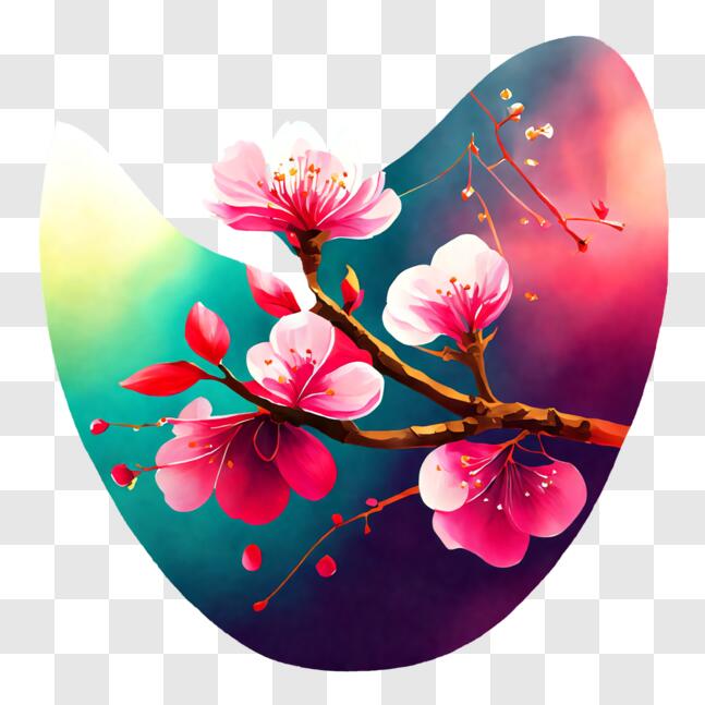 Descarga Rama con Flores Rosadas PNG En Línea - Creative Fabrica