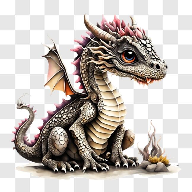Download Small Dragon Sitting Next to Firewood PNGs Online - Creative ...