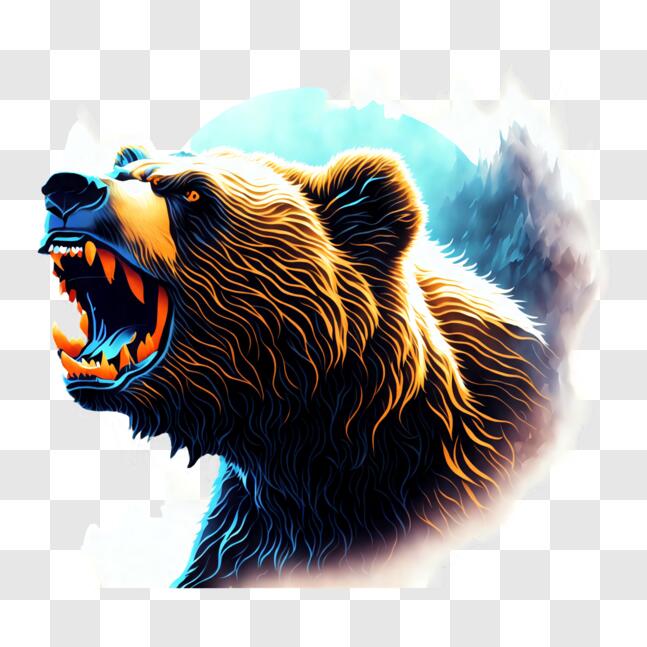 Descarga Feroz Oso Grizzly Rugiendo en un Cielo Tormentoso PNG En Línea ...