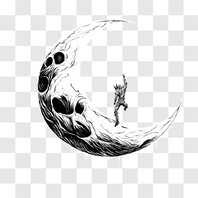 Download Person on Crescent Moon in Space with Stars PNGs Online ...