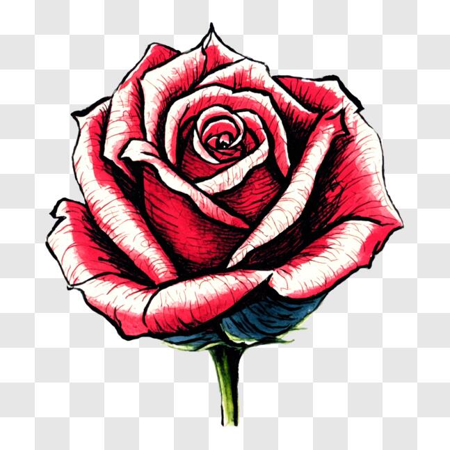 Download Artistic Drawing of a Red Rose PNGs Online - Creative Fabrica