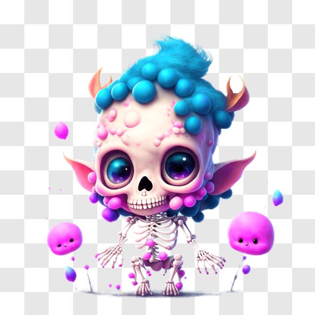 Download Colorful Illustration of a Skeleton with Blue Hair PNGs Online ...