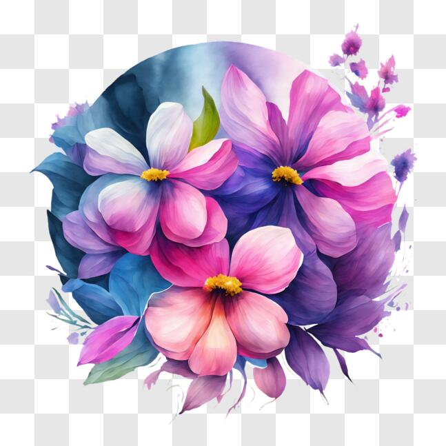 Download Vibrant and Beautiful Flowers in a Circular Arrangement PNGs ...