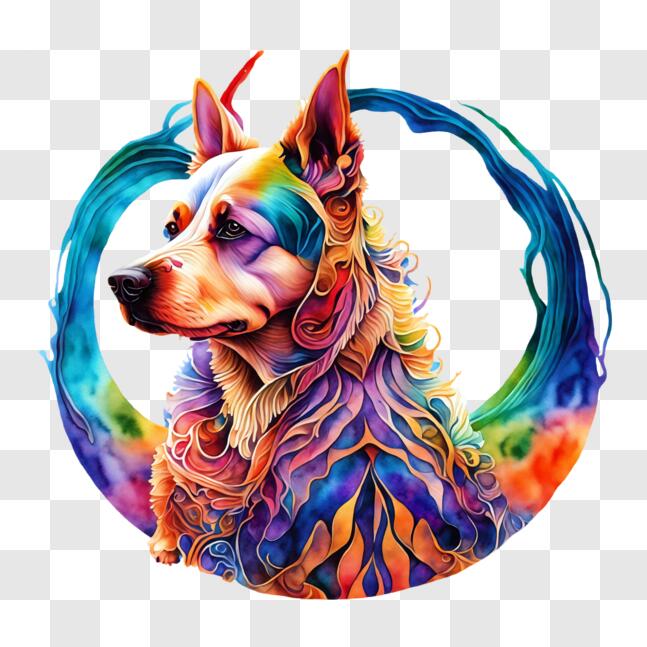 Download Colorful Dog with Rainbow Fur PNGs Online - Creative Fabrica
