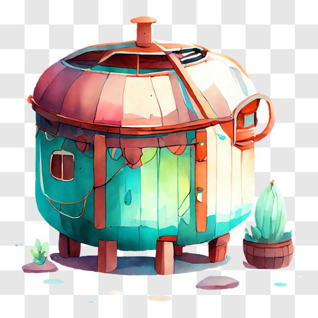 Télécharger Structure ronde colorée avec toit pointu et fenêtre PNG En ...