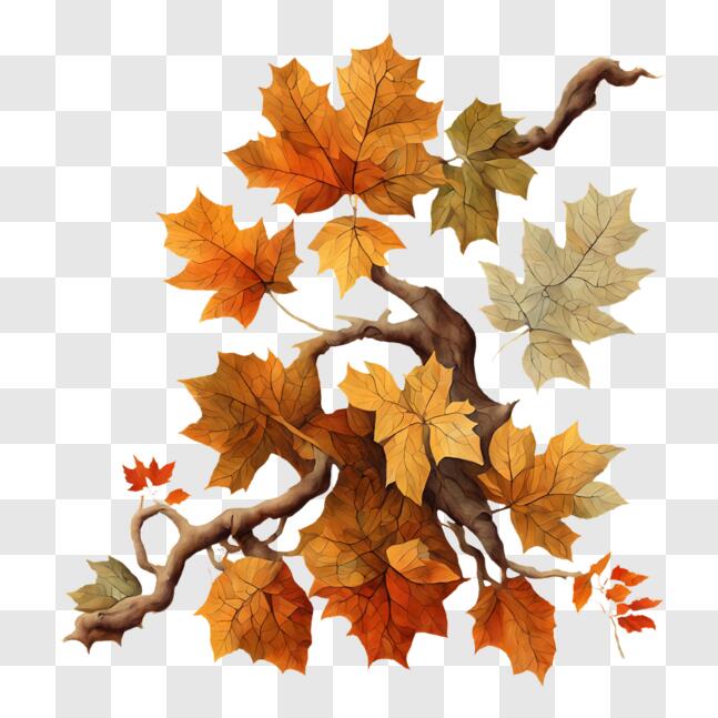 Descarga Hoja de otoño cayendo de una rama de árbol PNGs En Línea ...