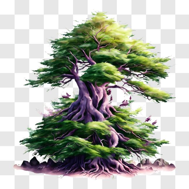 Download Enchanting Fairy Tale Tree with Green Leaves and Purple ...