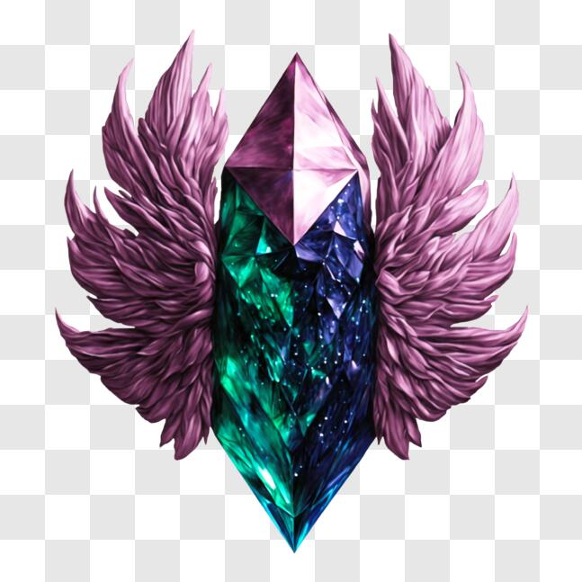 Download Fantasy-themed crystal emblem with wings PNGs Online ...