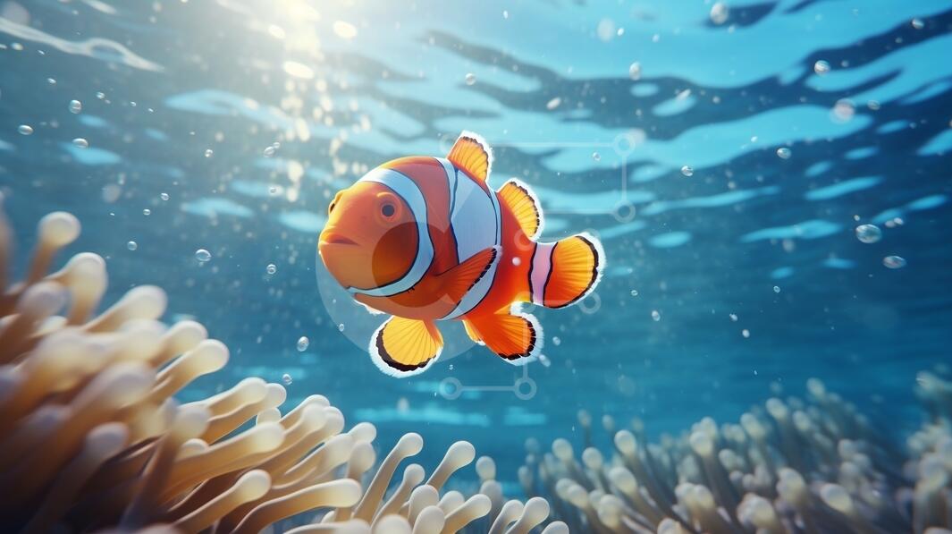 Vibrant Clownfish in Coral Reef stock photo | Creative Fabrica