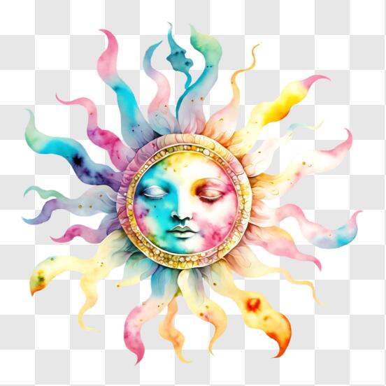 Download Colorful Sun Watercolor Painting for Meditation and ...