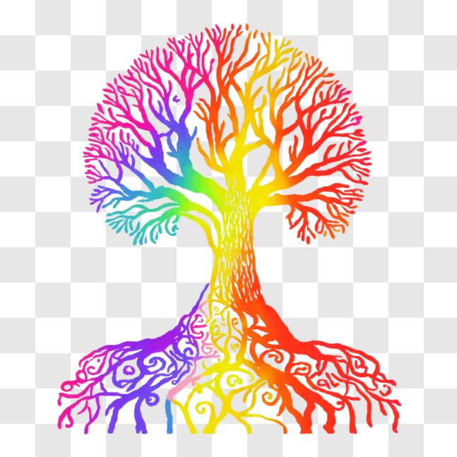 Download Rainbow Tree with Colorful Roots and Branches PNGs Online ...