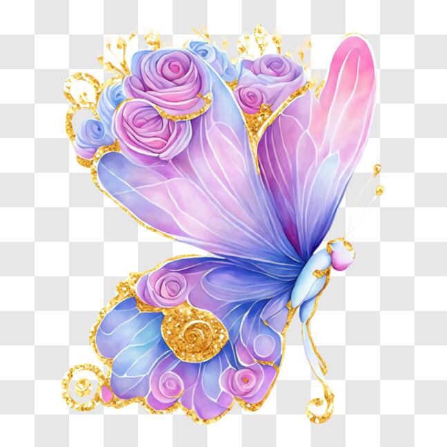 Download Colorful Butterfly with Pink and Purple Wings and Gold Accents ...