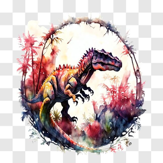 Download Abstract Dinosaur Watercolor Painting in Forest PNGs Online ...