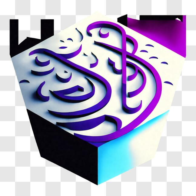 Download Decorative 3D Cube with Arabic Calligraphy in Purple, Blue ...