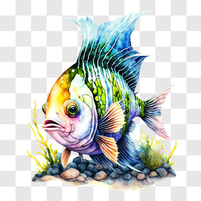Download Colorful Fish Swimming in Water with Rocks and Plants PNGs ...