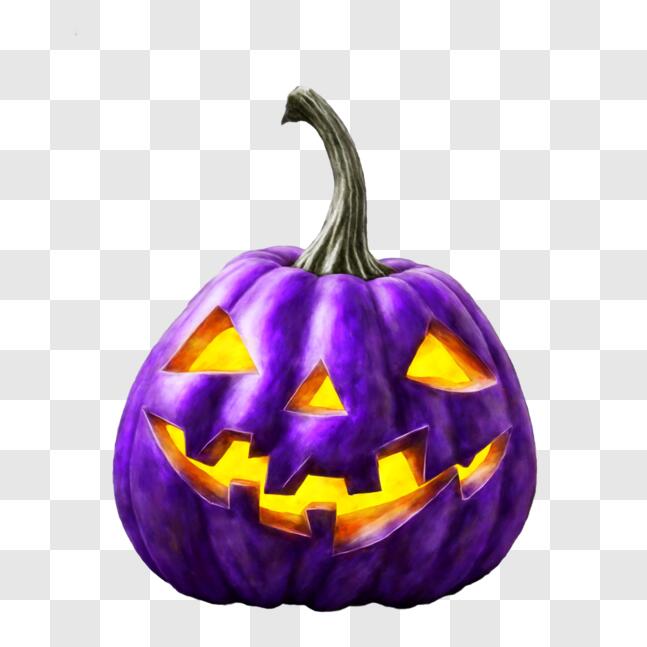 Download Purple Halloween Pumpkin with Smiling Face and Glowing Eyes ...