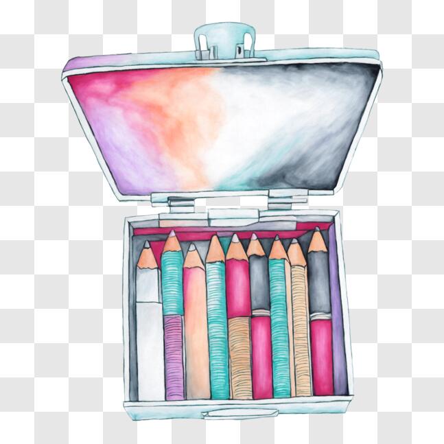 Download Colorful Colored Pencils in Pencil Case PNG Online - Creative ...
