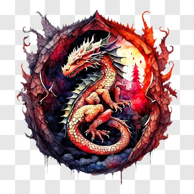 Download Dragon in Orb Illustration with Flames PNGs Online - Creative ...