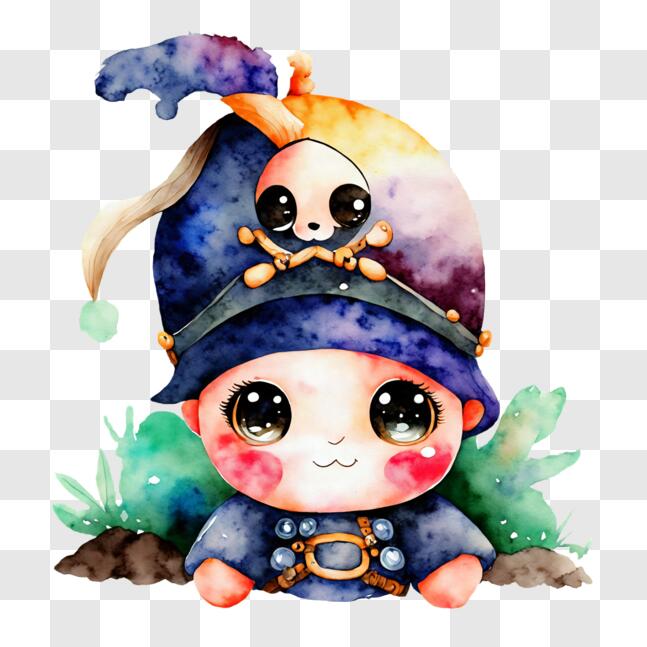 Download Adorable Pirate Character with Skull Headpiece PNGs Online ...
