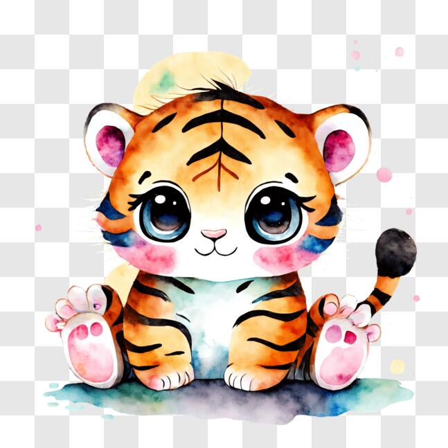 Download Colorful Tiger Cub Art Print for Kids PNGs Online - Creative ...