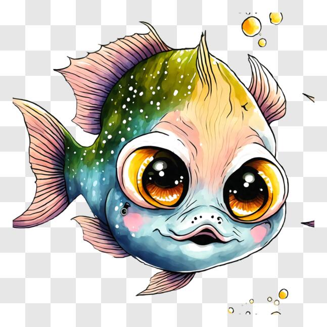 Download Colorful Fish with Bubbles PNGs Online - Creative Fabrica