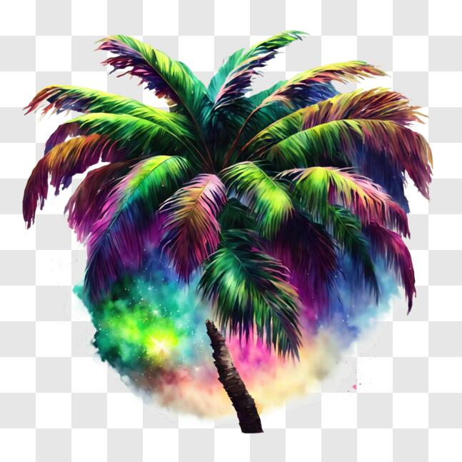 Download Colorful Upside-Down Circle Palm Tree in Space PNGs Online ...