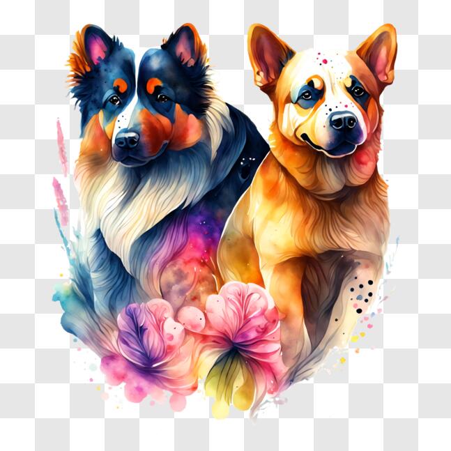 Download Colorful Dogs with Floral Designs on Their Faces PNGs Online ...