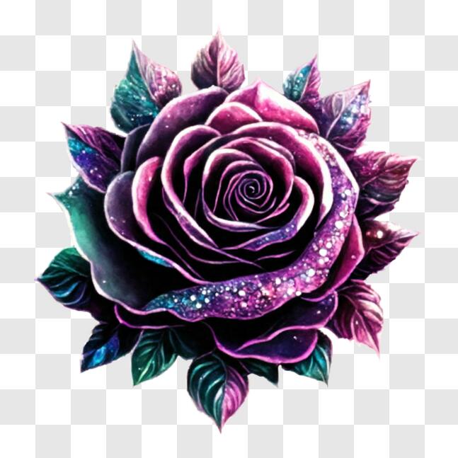 Download Purple Rose with Glitter and Sparkles PNGs Online - Creative ...