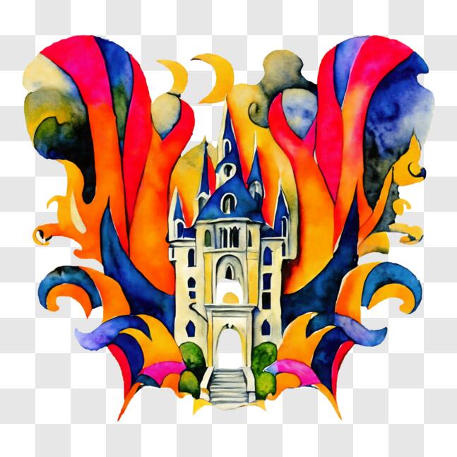 Download Colorful Castle with Flames in Walt Disney World PNGs Online ...