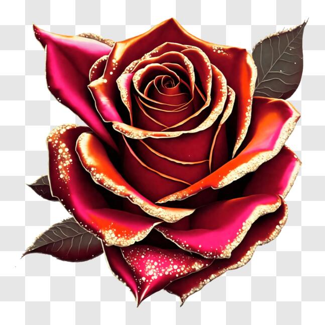 Download Red Rose with Gold Accents PNGs Online - Creative Fabrica