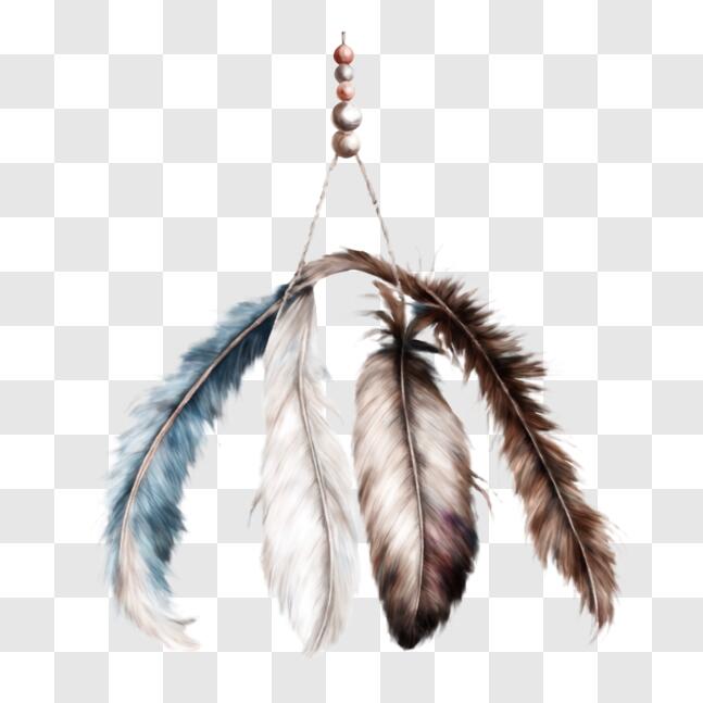 Download Feathers hanging from a black background with beads PNGs ...