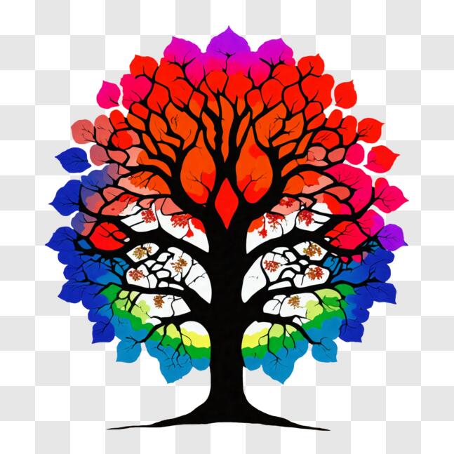 Download Colorful Tree Symbolizing Peace, Love, and Unity PNGs Online ...
