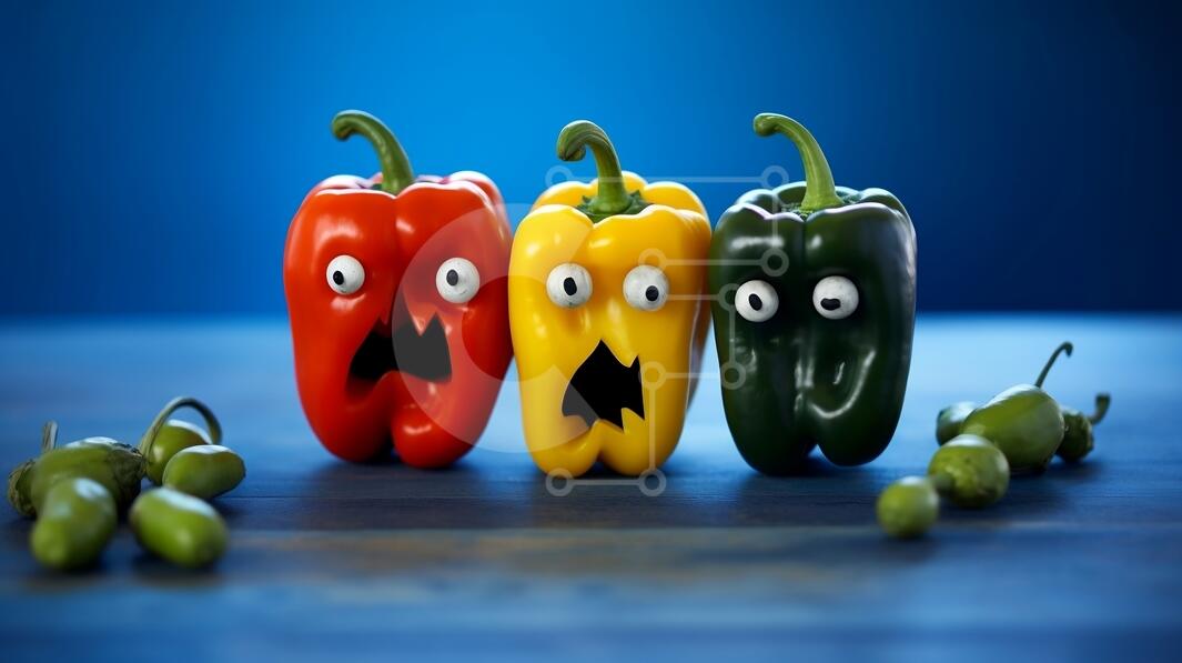 Colorful Peppers with Faces - Food Photography stock photo | Creative ...