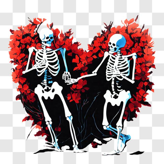 Download Romantic Skeleton Couple in Love PNGs Online - Creative Fabrica