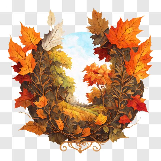 Download Autumn Leaves Wreath - Symbol of Fall and Transition PNGs ...