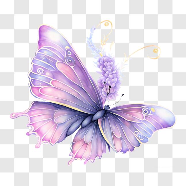 Download Purple Butterfly with Lavender Flowers Wings PNGs Online ...