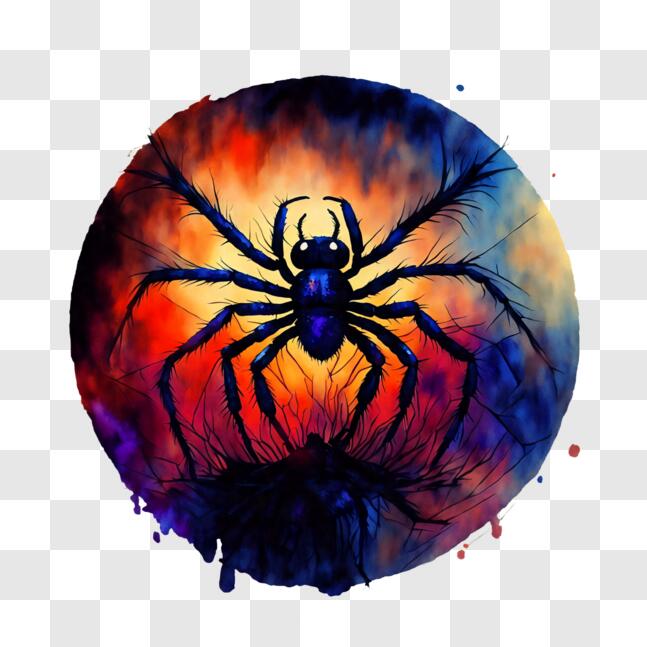 Download Abstract Spider in Orange, Red, and Purple Circle PNGs Online ...