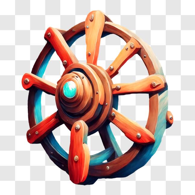 Descarga Timón de barco antiguo de madera con cristal azul PNG En Línea ...