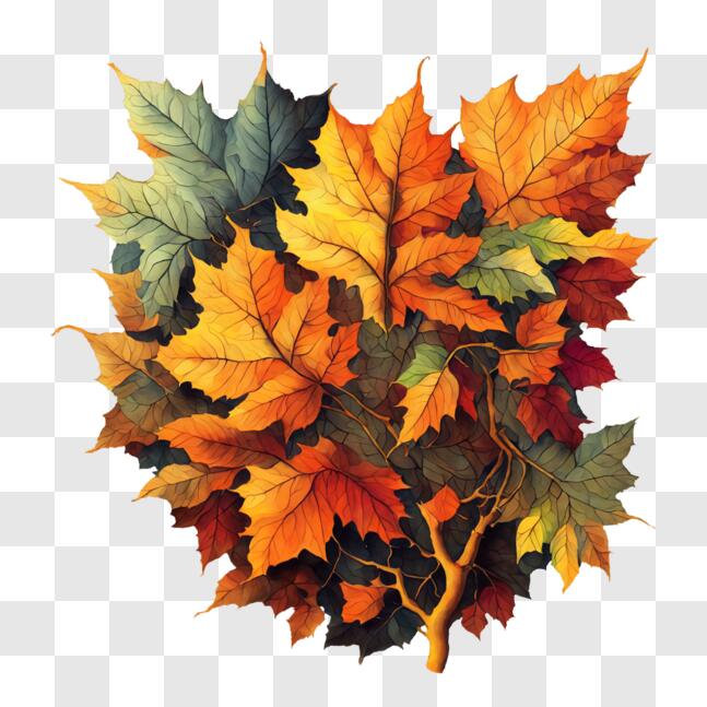 Download Colorful Autumn Leaves Arranged in the Shape of an Upside-Down ...
