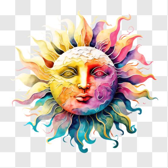Download Bright and Vibrant Abstract Sun with Smiling Face PNG Online ...