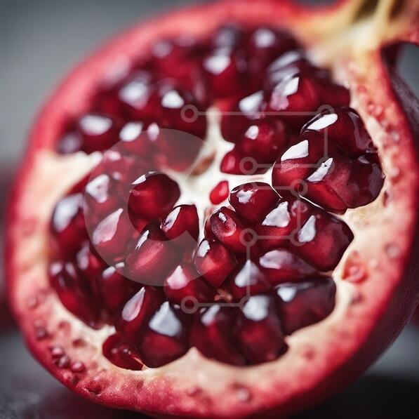 Juicy Pomegranate with Red Seeds stock photo | Creative Fabrica