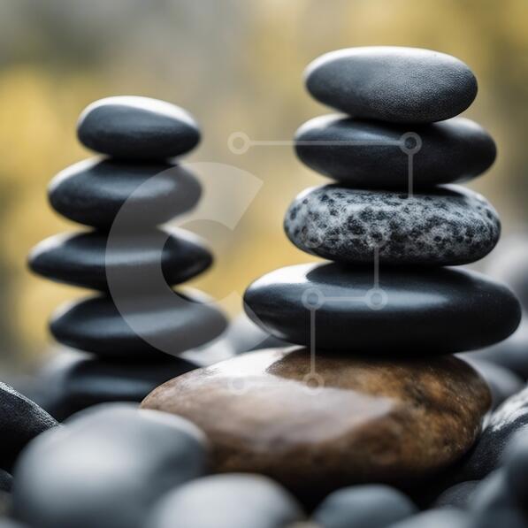 Stack of Black Stones in a Pyramid Shape stock photo | Creative Fabrica