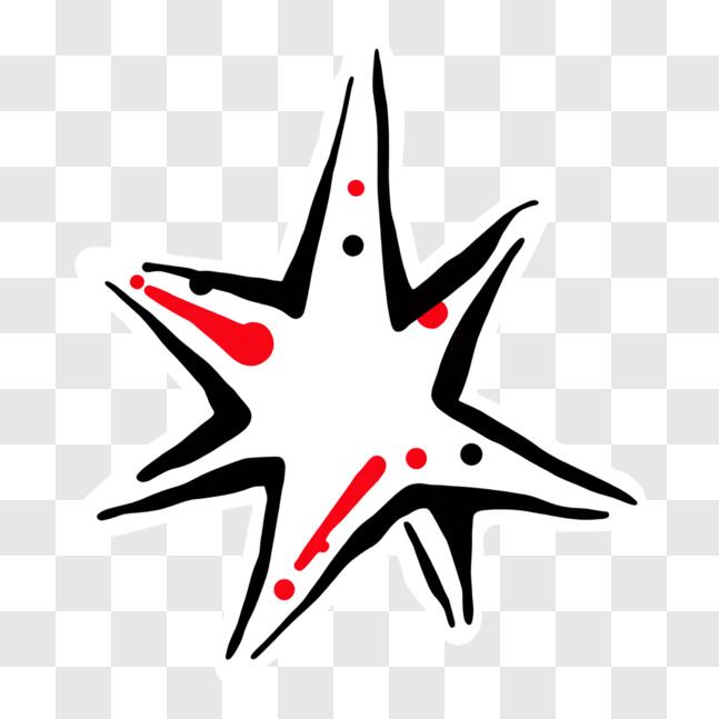 Download Red Dot Star Sticker on Black Background PNGs Online ...