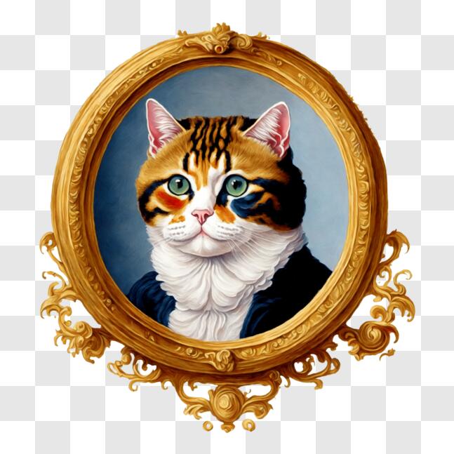 Download Cat in a Fancy Gold Frame PNGs Online - Creative Fabrica